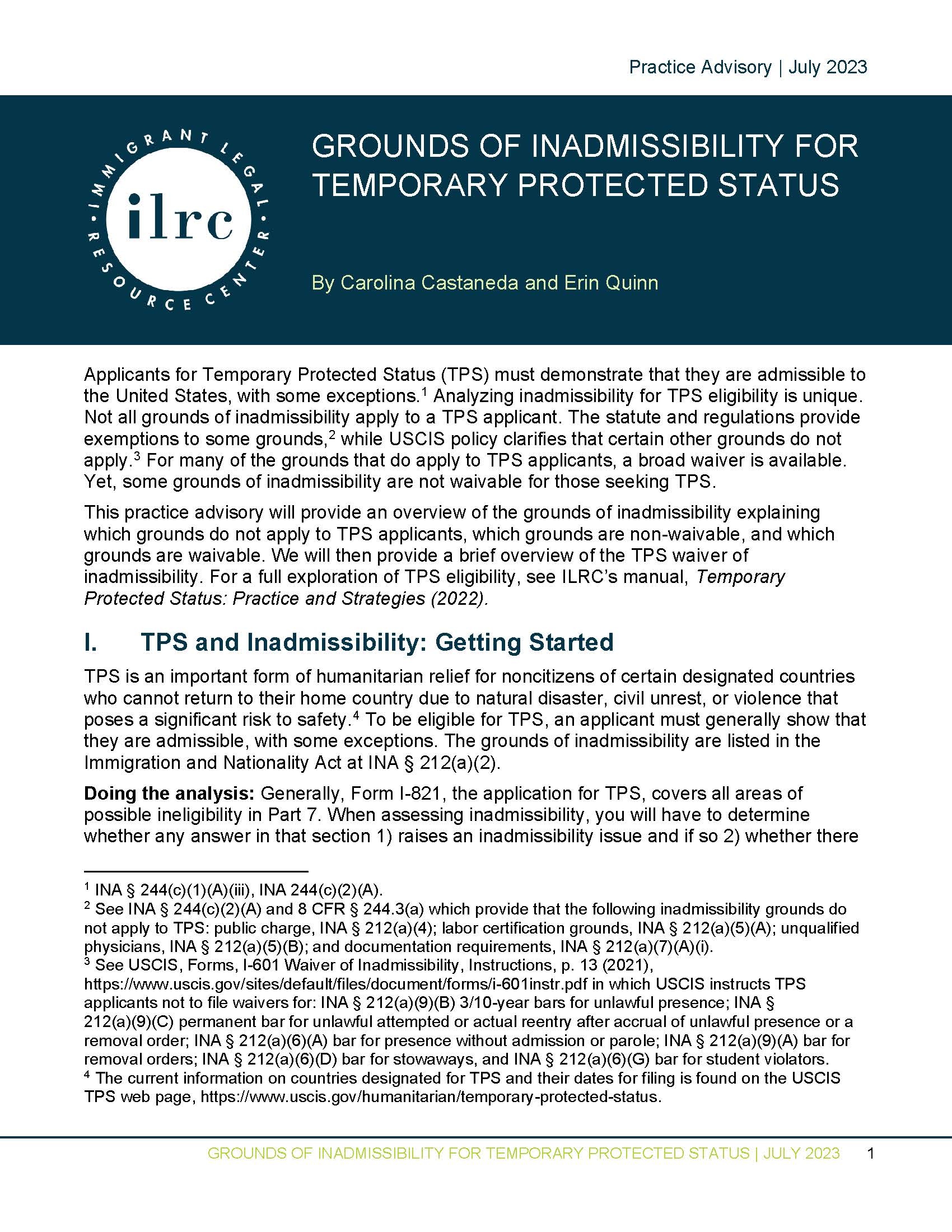 Grounds of Inadmissibility for Temporary Protected Status | Immigrant ... Grounds of Inadmissibility for Temporary Protected Status | Immigrant ...